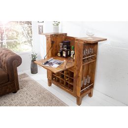 Riess Ambiente Massiver Barschrank MAKASSAR 85cm braun Sheesham stone finish Hausbar Riess-Ambiente Klassisch