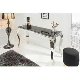 Riess Ambiente Eleganter Konsolentisch MODERN BAROCK 145cm schwarz Opalglas Edelstahlbeine Riess-Ambiente rechteckig