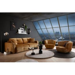 Riess Ambiente Modernes Schlafsofa DIAMOND 235cm senfgelb Chenille Cremona mit Stauraum 3-Sitzer Couch Riess-Ambiente Wohnzimmer