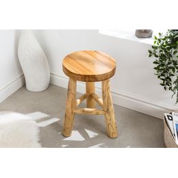 Riess Ambiente Massivholz Hocker BALI 45cm natur rund Teakholz Beistelltisch Sitzhocker Nachttisch Riess-Ambiente