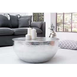 Riess Ambiente Runder Couchtisch ORIENT II 60cm silber Metall Aluminium Hammerschlag Design handmade Riess-Ambiente Sofatisch Wohnzimmertisch Modern & Design