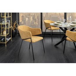 Riess Ambiente Design Stuhl NOBLESSE senfgelb Chenille schwarzes Metallgestell Riess-Ambiente Esszimmerstuhl K&uuml;chenstuhl Modern & Design