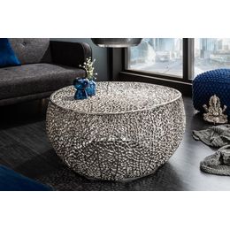 Riess Ambiente Filigraner Design Couchtisch ABSTRACT LEAF 80cm silber Handarbeit Riess-Ambiente Sofatisch Wohnzimmertisch Modern & Design