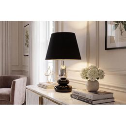 Riess Ambiente Dekorative Tischlampe STONES OF ZEN 45cm schwarz silber mit neigbarem Stoffschirm rund Riess-Ambiente Modern & Design