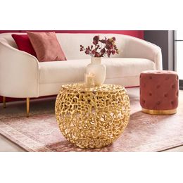 Riess Ambiente Runder Couchtisch ABSTRACT LEAF 50cm gold Metall filigrane Handarbeit Vintage Design Riess-Ambiente Sofatisch Wohnzimmertisch S&auml;ulentisch