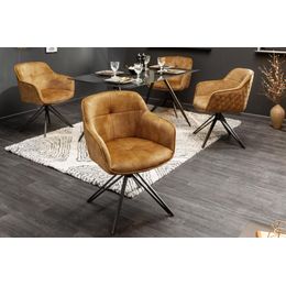 Riess Ambiente Drehbarer Design Stuhl EUPHORIA senfgelb Samt mit Armlehne Metallgestell schwarz Polsterstuhl Riess-Ambiente Esszimmerstuhl K&uuml;chenstuhl Modern &...
