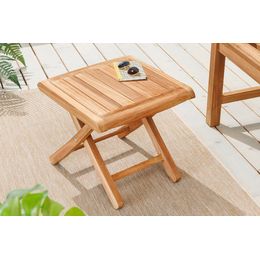 Riess Ambiente Massiver Beistelltisch EMPIRE TEAK 45cm natur Teakholz wetterfest Riess-Ambiente
