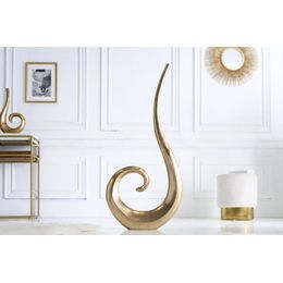 Riess Ambiente Moderne Vase WAVE XL 106cm gold Aluminium poliert Dekoration Riess-Ambiente organisch