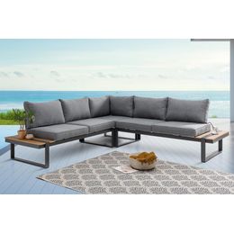 Riess Ambiente Moderne Garten Sitzgruppe TAMPA LOUNGE 240cm grau Aluminium wetterfest inkl. Sitzkissen Riess-Ambiente