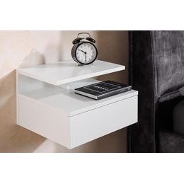 Riess Ambiente H&auml;ngender Nachttisch FLOATING 35cm wei&szlig; Regal mit Schublade Riess-Ambiente rechteckig Modern & Design