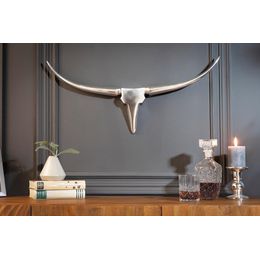 Riess Ambiente Moderne Design Wanddekoration BULL 75cm silber Aluminium Stierkopf Riess-Ambiente