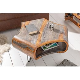 Riess Ambiente Retro Couchtisch ORGANIC LIVING 80cm grau smoke finish Sheesham Palisander Massivholz Hairpin Legs Riess-Ambiente Sofatisch Wohnzimmertisch organisch
