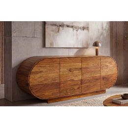 Riess Ambiente Massives Sideboard ORGANIKO 180cm braun Sheeshamholz stone finish oval Riess-Ambiente Modern & Design