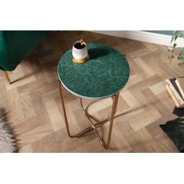 Riess Ambiente Handgearbeiteter Beistelltisch NOBLE I 35cm gr&uuml;n Marmor abnehmbare Tischplatte rund Riess-Ambiente Modern & Design