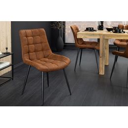 Riess Ambiente Design Stuhl ROADSTAR antik braun schwarze Metallbeine Polsterstuhl Riess-Ambiente Esszimmerstuhl K&uuml;chenstuhl Modern & Design