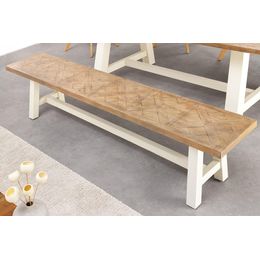 Riess Ambiente Massive Sitzbank HAMPTONS 200cm hellbraun creme Pinienholz Riess-Ambiente Modern & Design