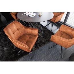 Riess Ambiente Design Stuhl LOFT rost braun Samt drehbar Metallgestell schwarz mit Armlehne Polsterstuhl Riess-Ambiente Esszimmerstuhl K&uuml;chenstuhl Modern & Design