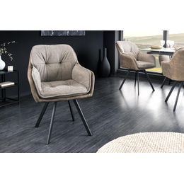 Riess Ambiente Drehbarer Design Stuhl MR. LOUNGER vintage taupe Microfaser mit Armlehne Polsterstuhl Riess-Ambiente Esszimmerstuhl K&uuml;chenstuhl