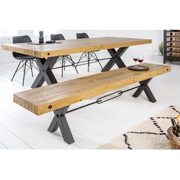 Riess Ambiente Massivholz Sitzbank THOR 200cm vintage braun Pinie recycelt Industrial Design Riess-Ambiente