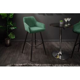 Riess Ambiente Edler Barhocker TURIN smaragdgr&uuml;n Samt mit Ziersteppung Barstuhl mit Armlehne Polsterstuhl Riess-Ambiente f&uuml;r K&uuml;che Tresenhocker Bistrohocker...