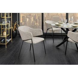 Riess Ambiente Design Stuhl NOBLESSE beige Chenille schwarzes Metallgestell Riess-Ambiente Esszimmerstuhl K&uuml;chenstuhl Modern & Design