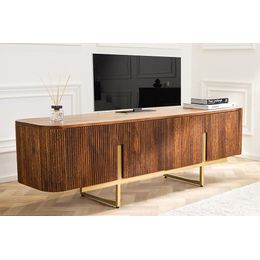 Riess Ambiente Design TV Board GATSBY 160cm braun mattgold Mangoholz Retro Riess-Ambiente