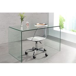 Riess Ambiente Extravaganter Glas Schreibtisch FANTOME 120cm transparent Esstisch Ganzglastisch Riess-Ambiente 4 Personen Modern & Design