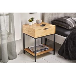 Riess Ambiente Industrial Nachttisch ELEMENTS 40cm Eiche Beistelltisch mit Schublade Riess-Ambiente Modern & Design