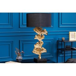 Riess Ambiente Design Tischlampe GINKGO 70cm schwarz Stoffschirm gold Metall handmade Marmor-Fu&szlig; Riess-Ambiente Modern & Design