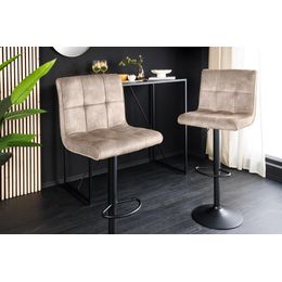 Riess Ambiente H&ouml;henverstellbarer Barhocker MODENA champagner beige Samt Metall schwarz drehbar Polsterstuhl Riess-Ambiente f&uuml;r K&uuml;che Tresenhocker Bistrohocker...