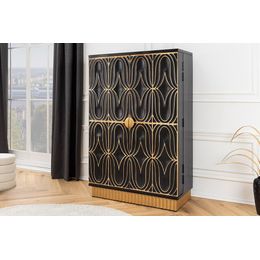 Riess Ambiente Handgefertigter Barschrank PIAZZA SAN MARCO 140cm grau gold Mangoholz massiv 3D-Design Riess-Ambiente Modern & Design