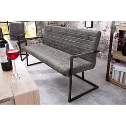 Riess Ambiente Industrial Freischwinger Bank LOFT 160cm vintage grau mit Armlehne Riess-Ambiente