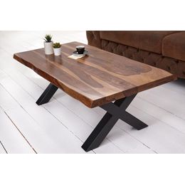 Riess Ambiente Design Couchtisch AMAZONAS 110cm braun Sheesham Massivholz Baumkante Baumtisch Riess-Ambiente Sofatisch Wohnzimmertisch rechteckig X-Gestell Urban