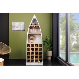 Riess Ambiente Massivholz Weinregal SEVEN SEAS 180cm wei&szlig; natur Mango Flaschenregal Riess-Ambiente