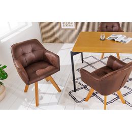 Riess Ambiente Design Stuhl LOFT antik braun Microfaser drehbar massiv Buchenholz mit Armlehne Polsterstuhl Riess-Ambiente Esszimmerstuhl K&uuml;chenstuhl Modern & Design