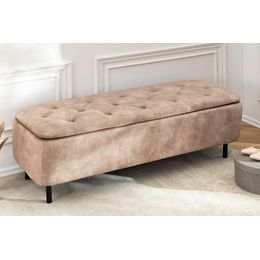 Riess Ambiente Extravagante Polsterbank EN VOGUE 120cm beige Samt mit Stauraum schwarze Metallbeine Riess-Ambiente Modern & Design