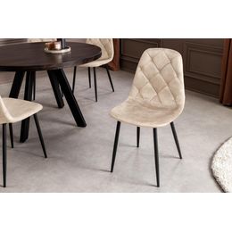 Riess Ambiente Stilvolles 2er-Set St&uuml;hle GLAMM champagner beige Samt schwarze Metallbeine Riess-Ambiente Esszimmerstuhl K&uuml;chenstuhl Modern & Design