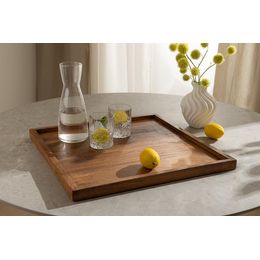 Riess Ambiente Massives Tablett MAKASSAR 50cm braun Mangoholz honey finish handmade Riess-Ambiente Klassisch