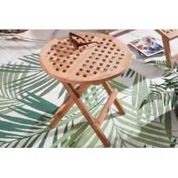 Riess Ambiente Wetterfester Beistelltisch EMPIRE TEAK 50cm Massivholz rund klappbar Outdoor Gartentisch Riess-Ambiente Modern & Design