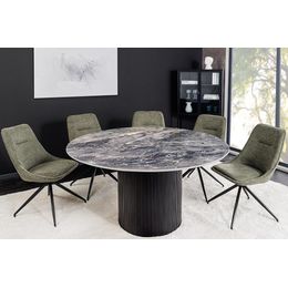 Riess Ambiente Runder Esstisch UNIQUE 120cm schwarz Keramik mit S&auml;ulenfu&szlig; Riess-Ambiente Esszimmertisch K&uuml;chentisch 4 Personen Modern & Design