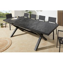 Riess Ambiente Ausziehbarer Outdoor Esstisch EMPIRE 200-250cm anthrazit Keramik Gartentisch Riess-Ambiente rechteckig 2 Personen X-Gestell Modern & Design