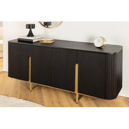 Riess Ambiente Massives Sideboard GATSBY 160cm schwarz gold Mangoholz Retro handmade Riess-Ambiente