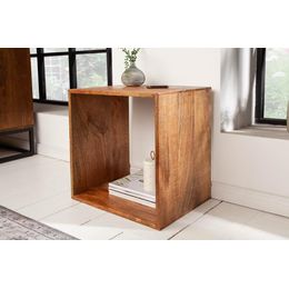 Riess Ambiente Handgearbeiteter Beistelltisch MAKASSAR 45cm natur Mangoholz Massivholz Nachttisch Regal Riess-Ambiente rechteckig