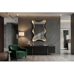 Riess Ambiente Moderner Wandspiegel ALICE 120cm gold schwarz variabel aufh&auml;ngbar Riess-Ambiente