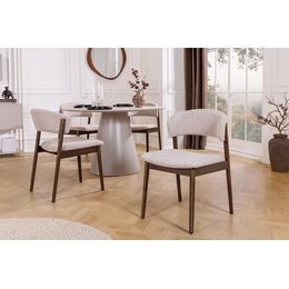 Riess Ambiente Design Stuhl VALHALLA WOOD braun Eiche smoke Walnuss Massivholz beige Strukturstoff Riess-Ambiente Esszimmerstuhl K&uuml;chenstuhl Modern & Design