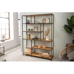 Riess Ambiente Industrial B&uuml;cherregal SLIM LINE 185x135cm Wildeiche schwarz sechs Regalb&ouml;den Riess-Ambiente Modern & Design