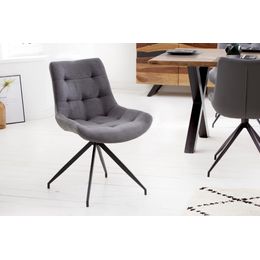 Riess Ambiente Design Stuhl DIVANI hellgrau Metallgestell schwarz im Retro Stil Polsterstuhl Riess-Ambiente Esszimmerstuhl K&uuml;chenstuhl