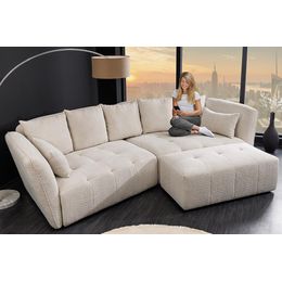 Riess Ambiente Modernes Big Sofa ROYAL 295cm champagner beige Boucl&eacute; Federkern XXL-Couch Riess-Ambiente Wohnzimmer