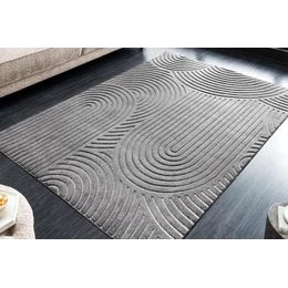 Riess Ambiente 3D strukturierter Kurzflor Teppich ART DECO 230x160cm grau Hoch-Tief-Effekt Riess-Ambiente rechteckig Modern & Design