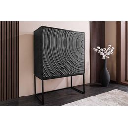 Riess Ambiente Design Highboard ORBIT 120cm schwarz Mangoholz mit 3D-Front Metall Riess-Ambiente Modern & Design